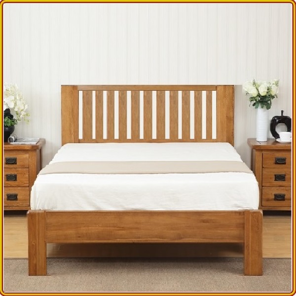 Nan Dọc - Nệm 1m4 x 2m : Giường Ngủ Gỗ Sồi - Màu Tự Nhiên